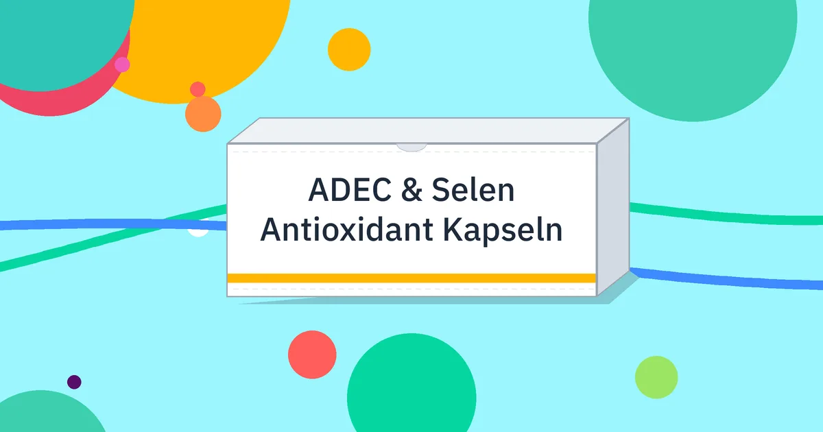 Symbolbild: Packung mit der Aufschrift ADEC & Selen Antioxidant Kapseln (PZN 15734452) – Verfügbarkeit und Bezug in Apotheken in Frankfurt am Main