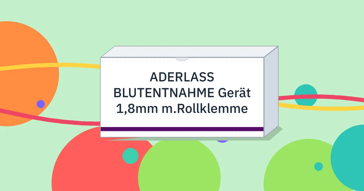 Symbolbild: Packung mit der Aufschrift ADERLASS BLUTENTNAHME Gerät 1,8mm m.Rollklemme (PZN 09251560) – Verfügbarkeit und Bezug in Apotheken in Frankfurt am Main