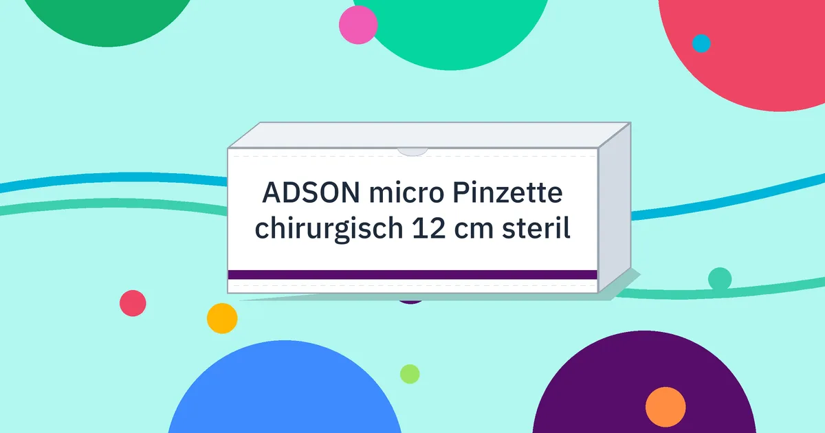 Symbolbild: Packung mit der Aufschrift ADSON micro Pinzette chirurgisch 12 cm steril (PZN 19978464) – Verfügbarkeit und Bezug in Apotheken in Frankfurt am Main