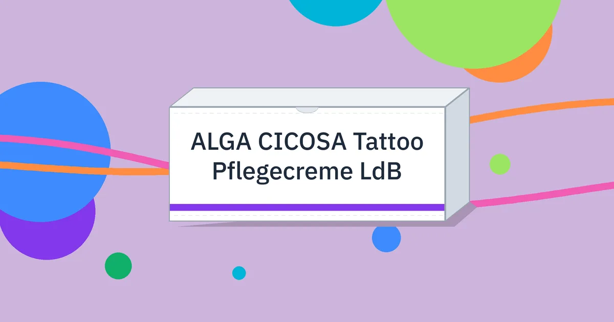 Symbolbild: Packung mit der Aufschrift ALGA CICOSA Tattoo Pflegecreme LdB (PZN 17241771) – Verfügbarkeit und Bezug in Apotheken in Frankfurt am Main