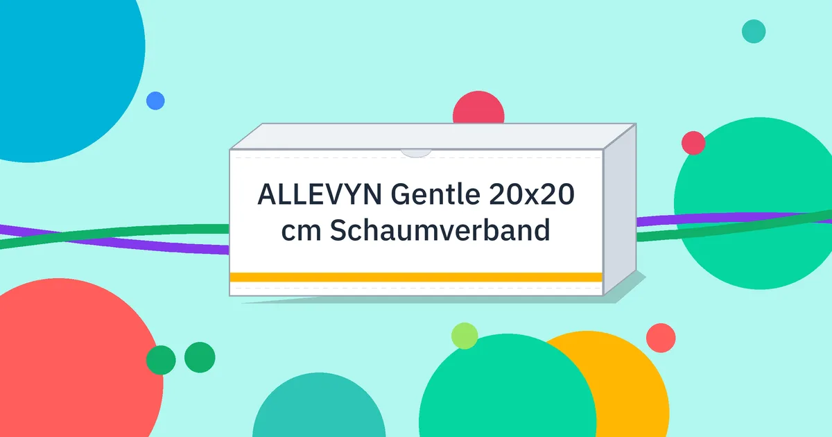 Symbolbild: Packung mit der Aufschrift ALLEVYN Gentle 20x20 cm Schaumverband (PZN 06087410) – Verfügbarkeit und Bezug in Apotheken in Frankfurt am Main