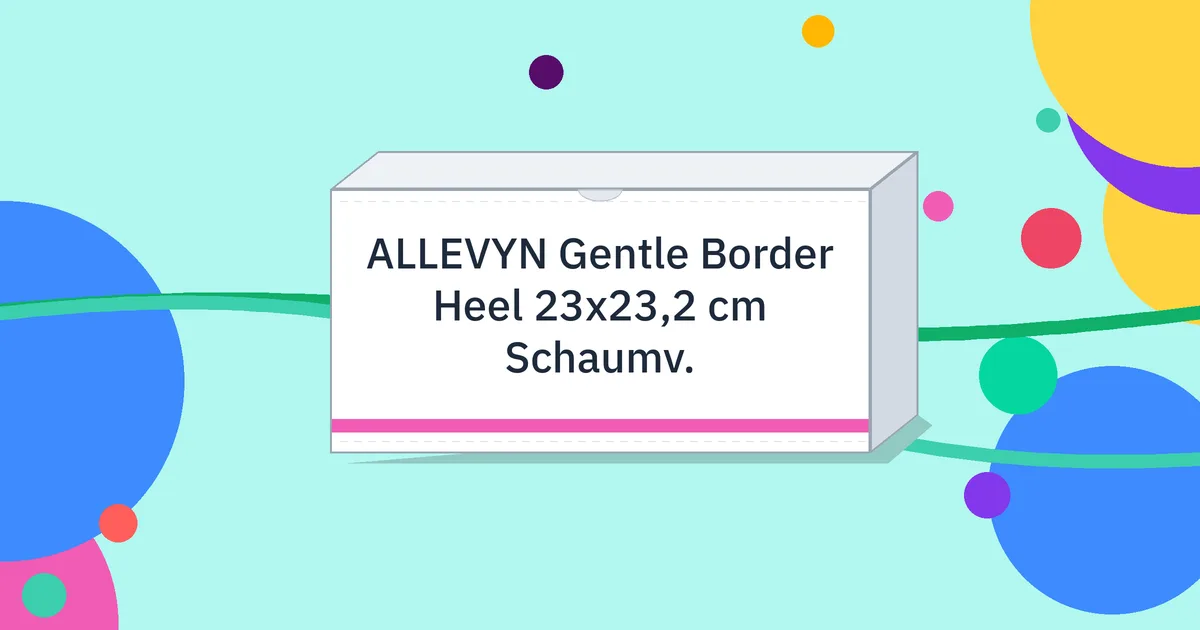 Symbolbild: Packung mit der Aufschrift ALLEVYN Gentle Border Heel 23x23,2 cm Schaumv. (PZN 02173880) – Verfügbarkeit und Bezug in Apotheken in Frankfurt am Main
