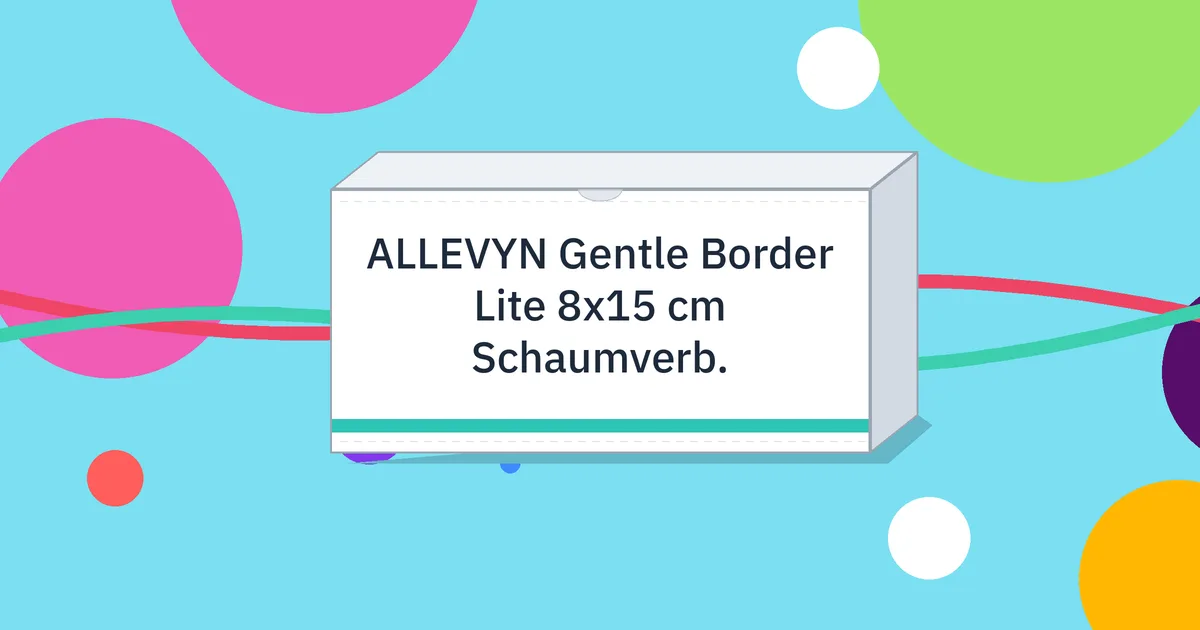 Symbolbild: Packung mit der Aufschrift ALLEVYN Gentle Border Lite 8x15 cm Schaumverb. (PZN 10274945) – Verfügbarkeit und Bezug in Apotheken in Frankfurt am Main