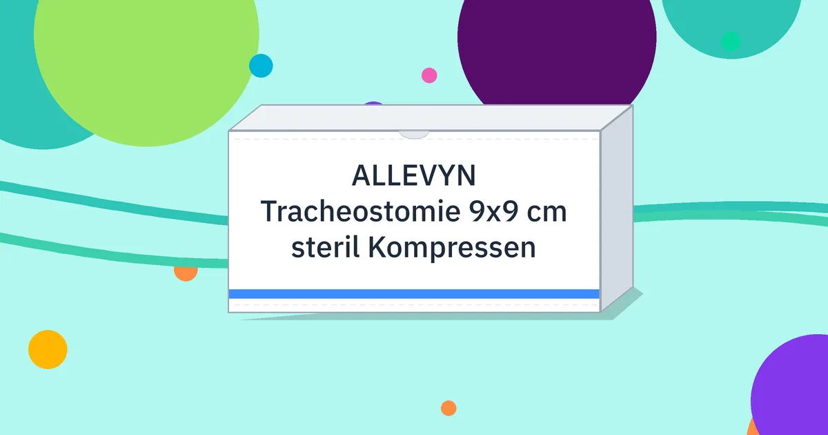 Symbolbild: Packung mit der Aufschrift ALLEVYN Tracheostomie 9x9 cm steril Kompressen (PZN 16327140) – Verfügbarkeit und Bezug in Apotheken in Frankfurt am Main