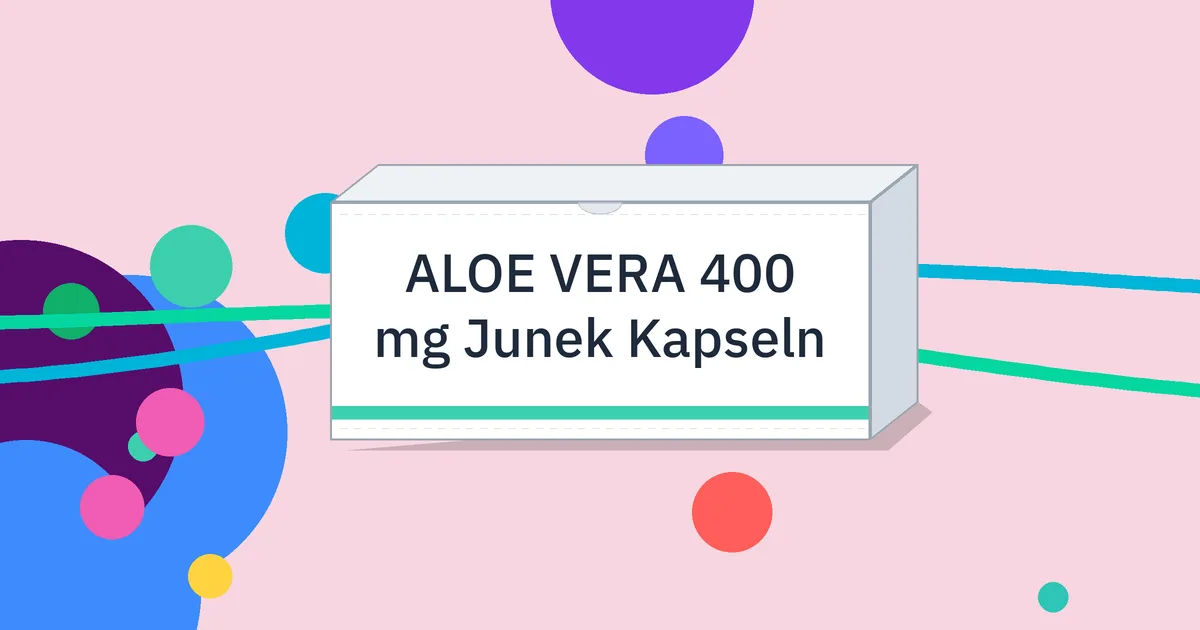 Symbolbild: Packung mit der Aufschrift ALOE VERA 400 mg Junek Kapseln (PZN 01105770) – Verfügbarkeit und Bezug in Apotheken in Frankfurt am Main