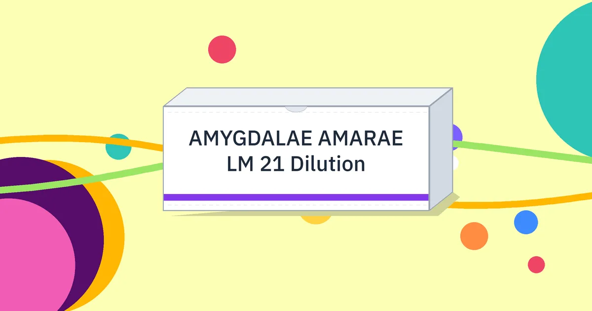 Symbolbild: Packung mit der Aufschrift AMYGDALAE AMARAE LM 21 Dilution (PZN 13325666) – Verfügbarkeit und Bezug in Apotheken in Frankfurt am Main