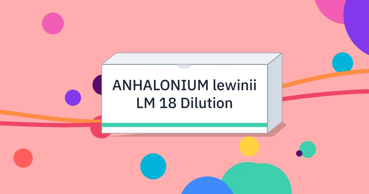 Symbolbild: Packung mit der Aufschrift ANHALONIUM lewinii LM 18 Dilution (PZN 13368960) – Verfügbarkeit und Bezug in Apotheken in Frankfurt am Main