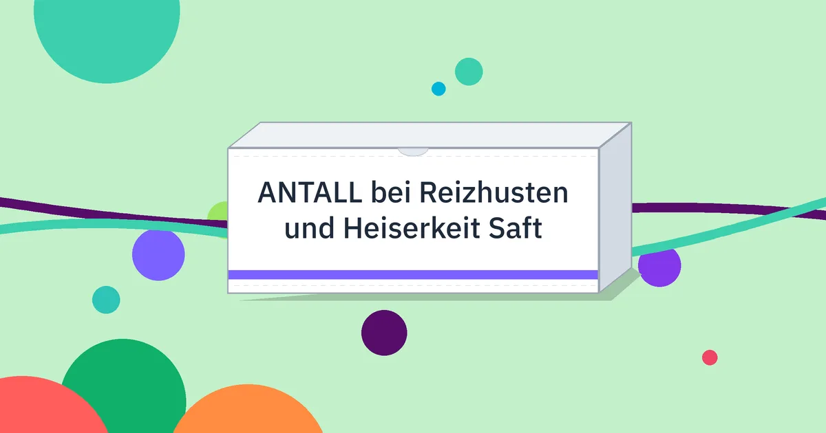 Symbolbild: Packung mit der Aufschrift ANTALL bei Reizhusten und Heiserkeit Saft (PZN 15635684) – Verfügbarkeit und Bezug in Apotheken in Frankfurt am Main