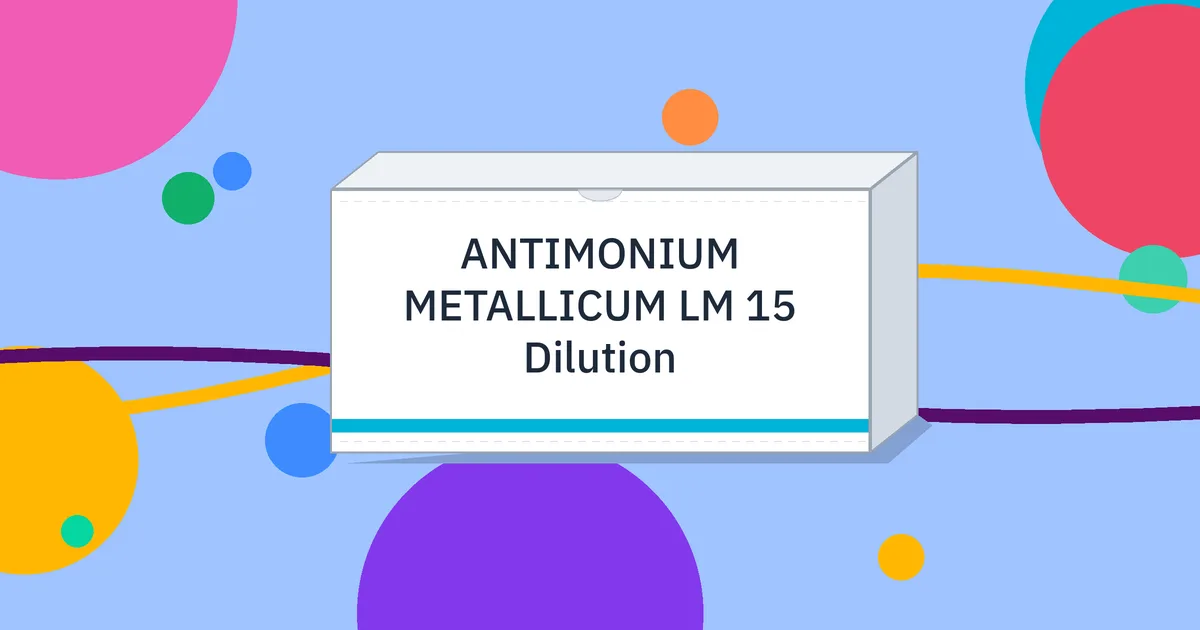 Symbolbild: Packung mit der Aufschrift ANTIMONIUM METALLICUM LM 15 Dilution (PZN 13373487) – Verfügbarkeit und Bezug in Apotheken in Frankfurt am Main