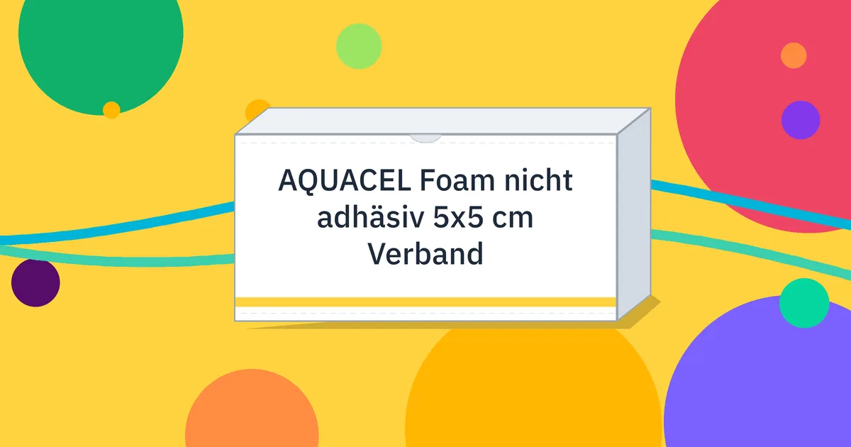 Symbolbild: Packung mit der Aufschrift AQUACEL Foam nicht adhäsiv 5x5 cm Verband (PZN 17380998) – Verfügbarkeit und Bezug in Apotheken in Frankfurt am Main