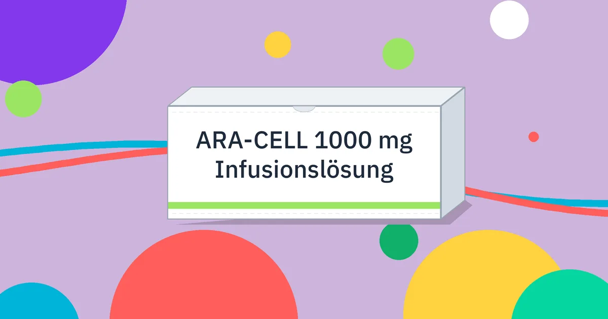 Symbolbild: Packung mit der Aufschrift ARA-CELL 1000 mg Infusionslösung (PZN 06983044) – Verfügbarkeit und Bezug in Apotheken in Frankfurt am Main
