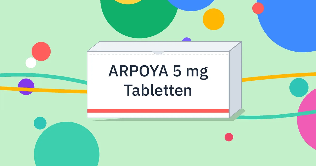 Symbolbild: Packung mit der Aufschrift ARPOYA 5 mg Tabletten (PZN 11544217) – Verfügbarkeit und Bezug in Apotheken in Frankfurt am Main