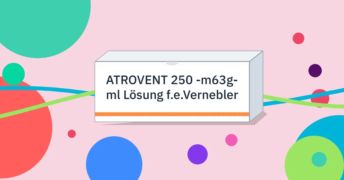 Symbolbild: Packung mit der Aufschrift ATROVENT 250 -m63g-ml Lösung f.e.Vernebler (PZN 05041305) – Verfügbarkeit und Bezug in Apotheken in Frankfurt am Main