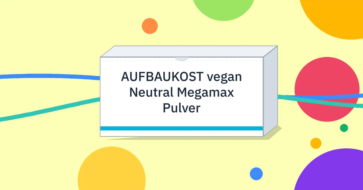 Symbolbild: Packung mit der Aufschrift AUFBAUKOST vegan Neutral Megamax Pulver (PZN 18497277) – Verfügbarkeit und Bezug in Apotheken in Frankfurt am Main