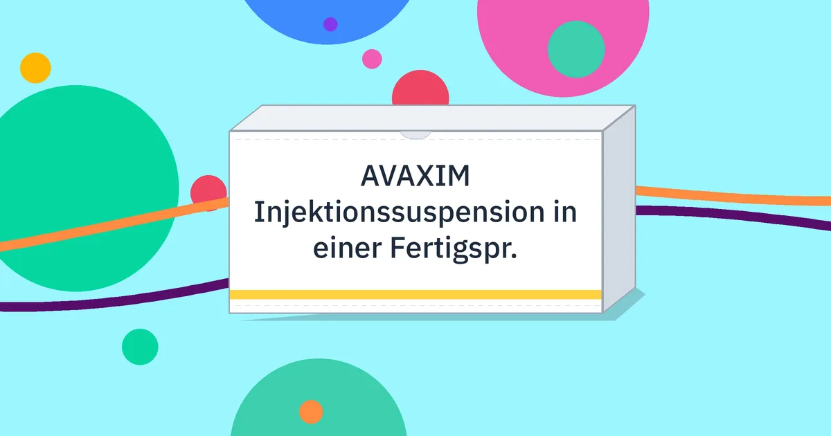Symbolbild: Packung mit der Aufschrift AVAXIM Injektionssuspension in einer Fertigspr. (PZN 14370999) – Verfügbarkeit und Bezug in Apotheken in Frankfurt am Main