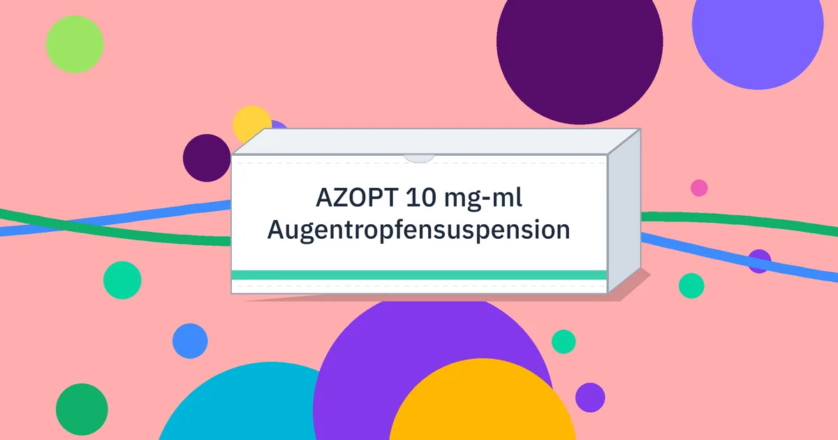 Symbolbild: Packung mit der Aufschrift AZOPT 10 mg-ml Augentropfensuspension (PZN 05026990) – Verfügbarkeit und Bezug in Apotheken in Frankfurt am Main