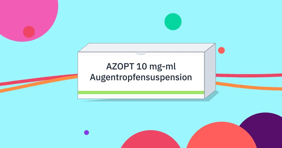 Symbolbild: Packung mit der Aufschrift AZOPT 10 mg-ml Augentropfensuspension (PZN 09671546) – Verfügbarkeit und Bezug in Apotheken in Frankfurt am Main