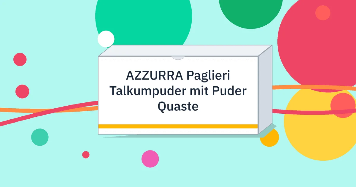 Symbolbild: Packung mit der Aufschrift AZZURRA Paglieri Talkumpuder mit Puder Quaste (PZN 07624838) – Verfügbarkeit und Bezug in Apotheken in Frankfurt am Main