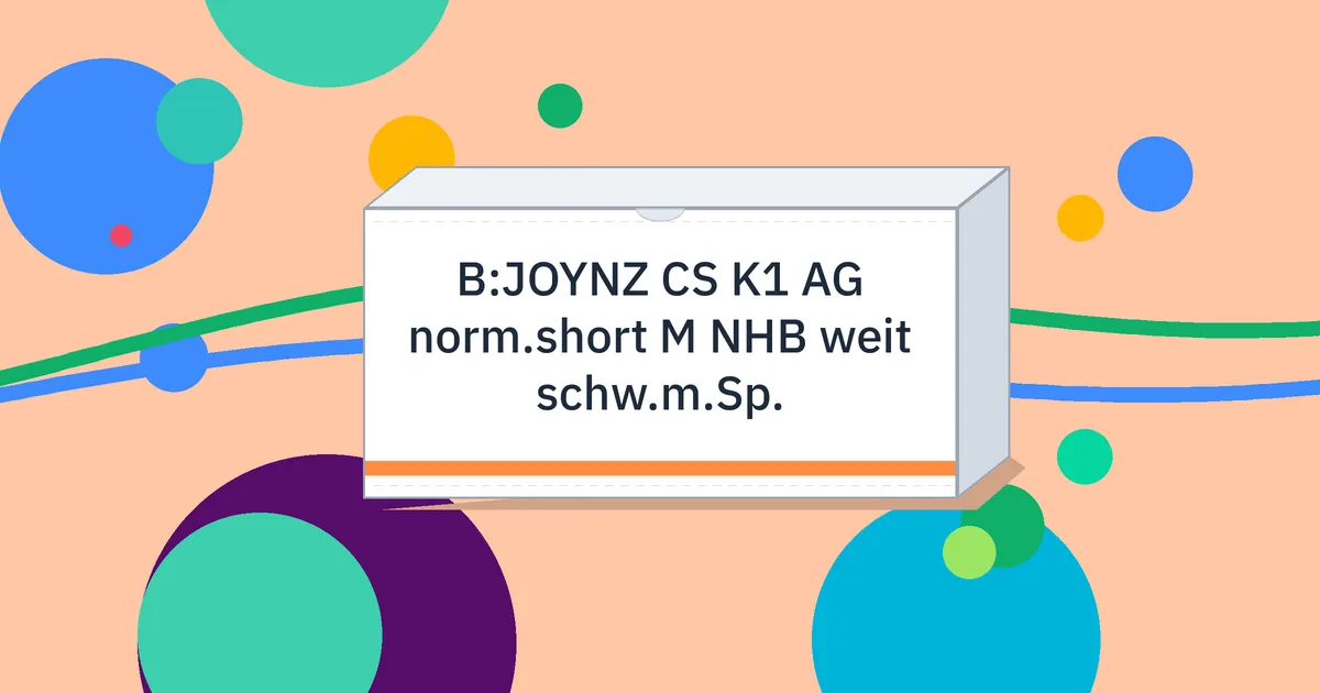 Symbolbild: Packung mit der Aufschrift B:JOYNZ CS K1 AG norm.short M NHB weit schw.m.Sp. (PZN 20532325) – Verfügbarkeit und Bezug in Apotheken in Frankfurt am Main