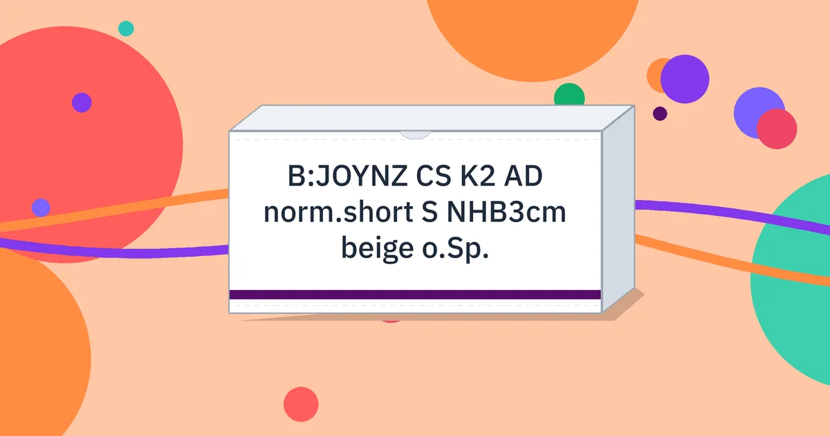 Symbolbild: Packung mit der Aufschrift B:JOYNZ CS K2 AD norm.short S NHB3cm beige o.Sp. (PZN 20527330) – Verfügbarkeit und Bezug in Apotheken in Frankfurt am Main