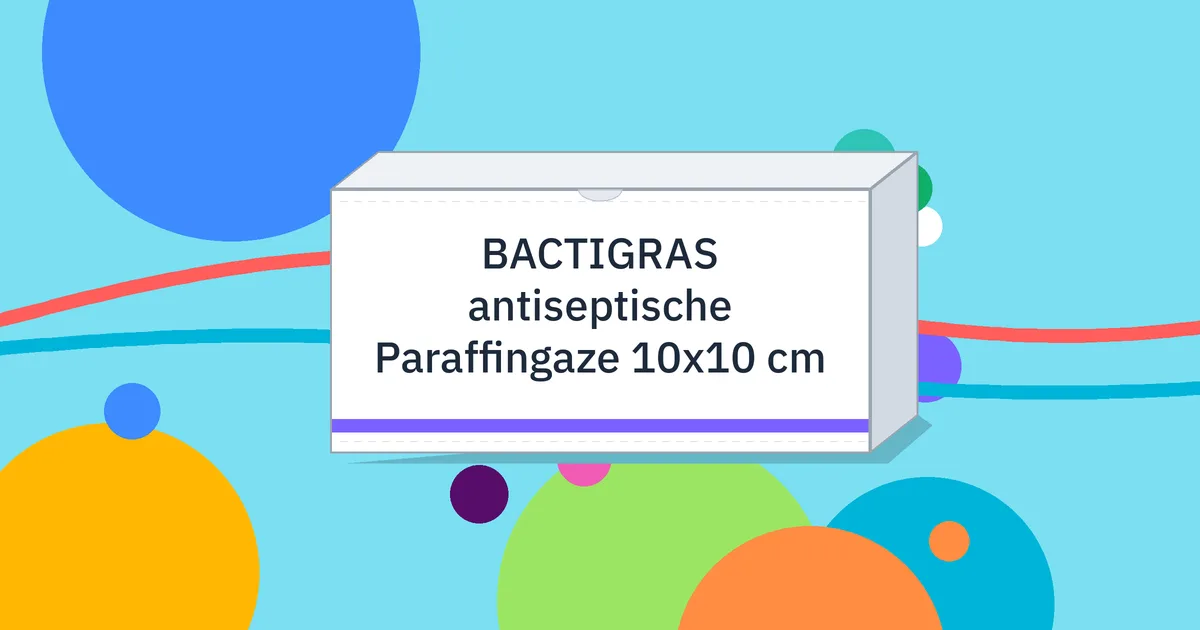 Symbolbild: Packung mit der Aufschrift BACTIGRAS antiseptische Paraffingaze 10x10 cm (PZN 01620319) – Verfügbarkeit und Bezug in Apotheken in Frankfurt am Main