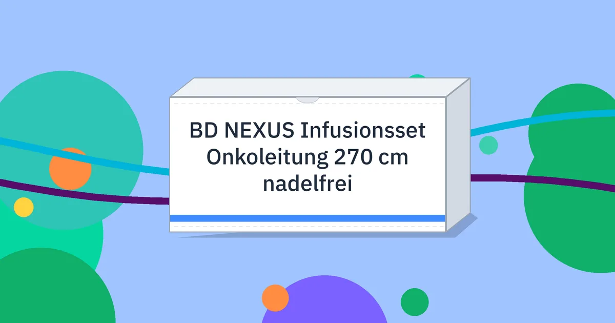 Symbolbild: Packung mit der Aufschrift BD NEXUS Infusionsset Onkoleitung 270 cm nadelfrei (PZN 19301997) – Verfügbarkeit und Bezug in Apotheken in Frankfurt am Main