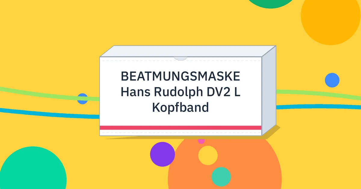 Symbolbild: Packung mit der Aufschrift BEATMUNGSMASKE Hans Rudolph DV2 L Kopfband (PZN 17304000) – Verfügbarkeit und Bezug in Apotheken in Frankfurt am Main