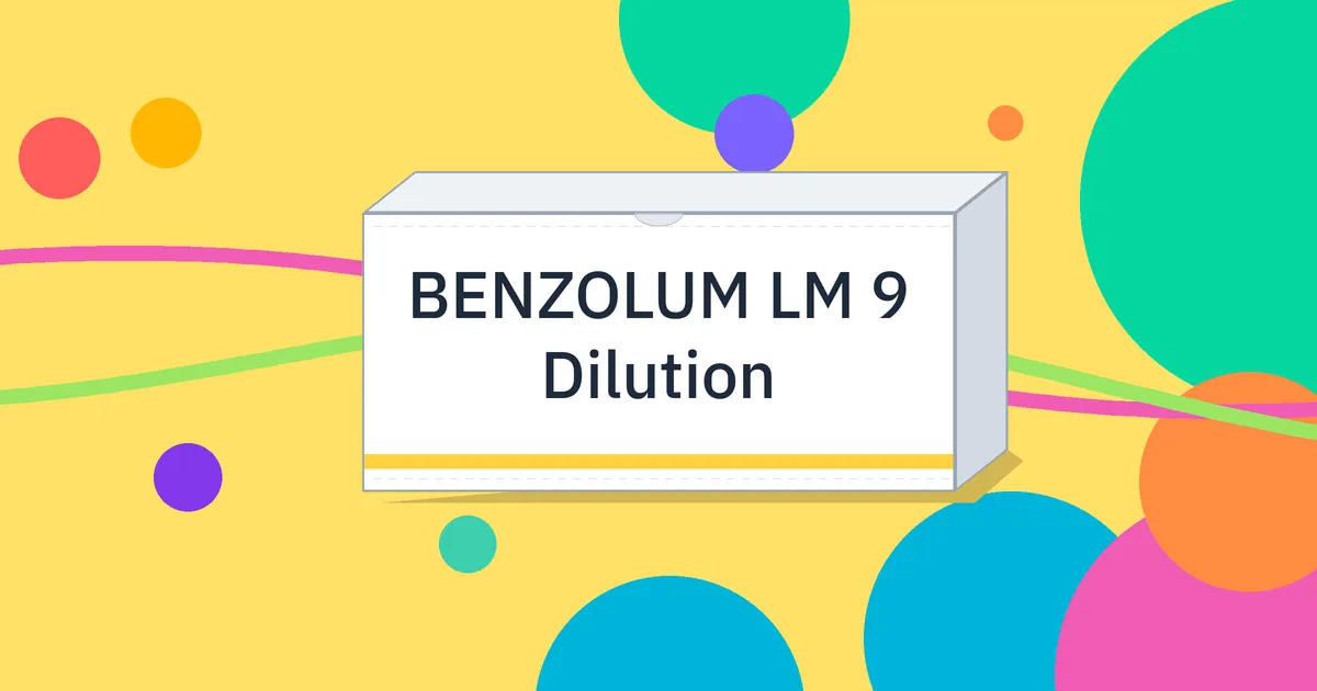 Symbolbild: Packung mit der Aufschrift BENZOLUM LM 9 Dilution (PZN 12792420) – Verfügbarkeit und Bezug in Apotheken in Frankfurt am Main