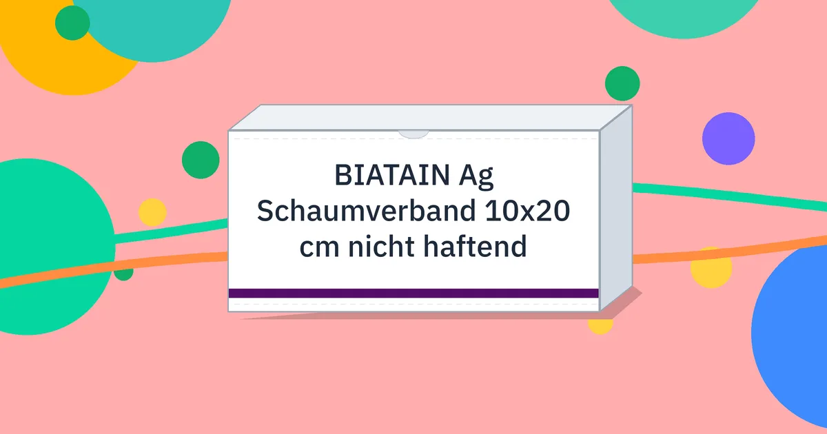 Symbolbild: Packung mit der Aufschrift BIATAIN Ag Schaumverband 10x20 cm nicht haftend (PZN 06155034) – Verfügbarkeit und Bezug in Apotheken in Frankfurt am Main