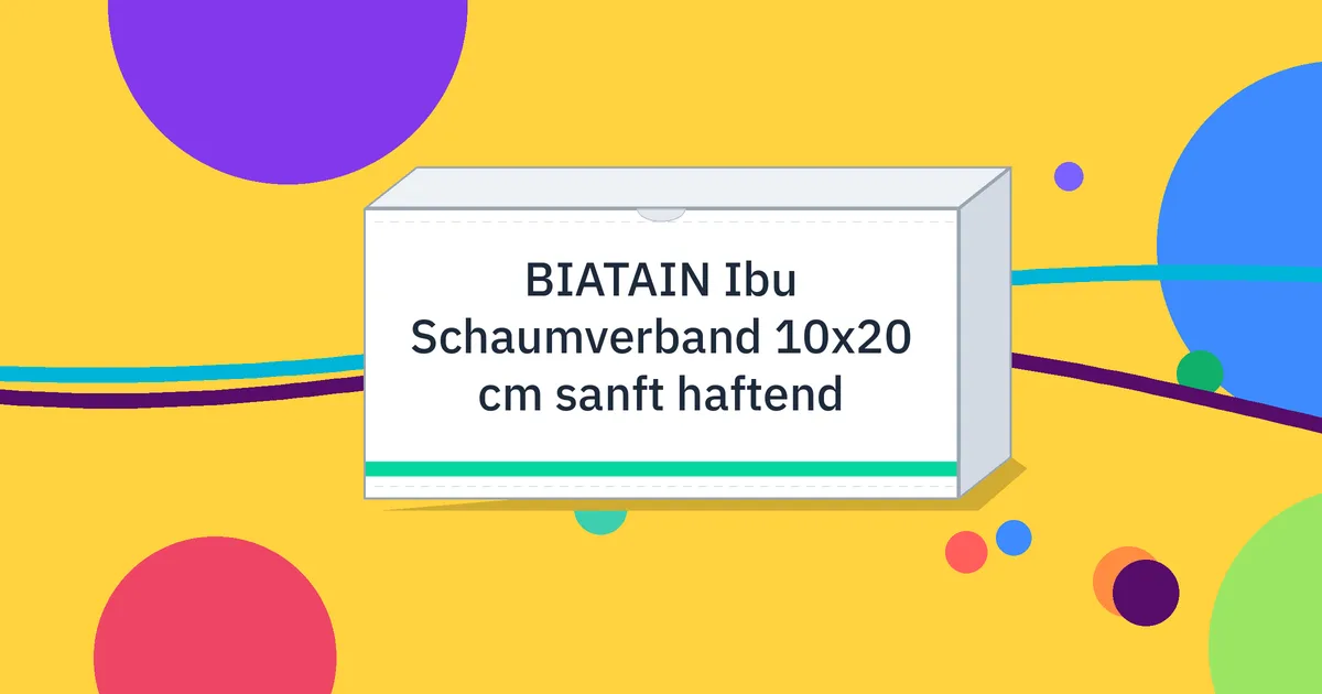 Symbolbild: Packung mit der Aufschrift BIATAIN Ibu Schaumverband 10x20 cm sanft haftend (PZN 03540406) – Verfügbarkeit und Bezug in Apotheken in Frankfurt am Main