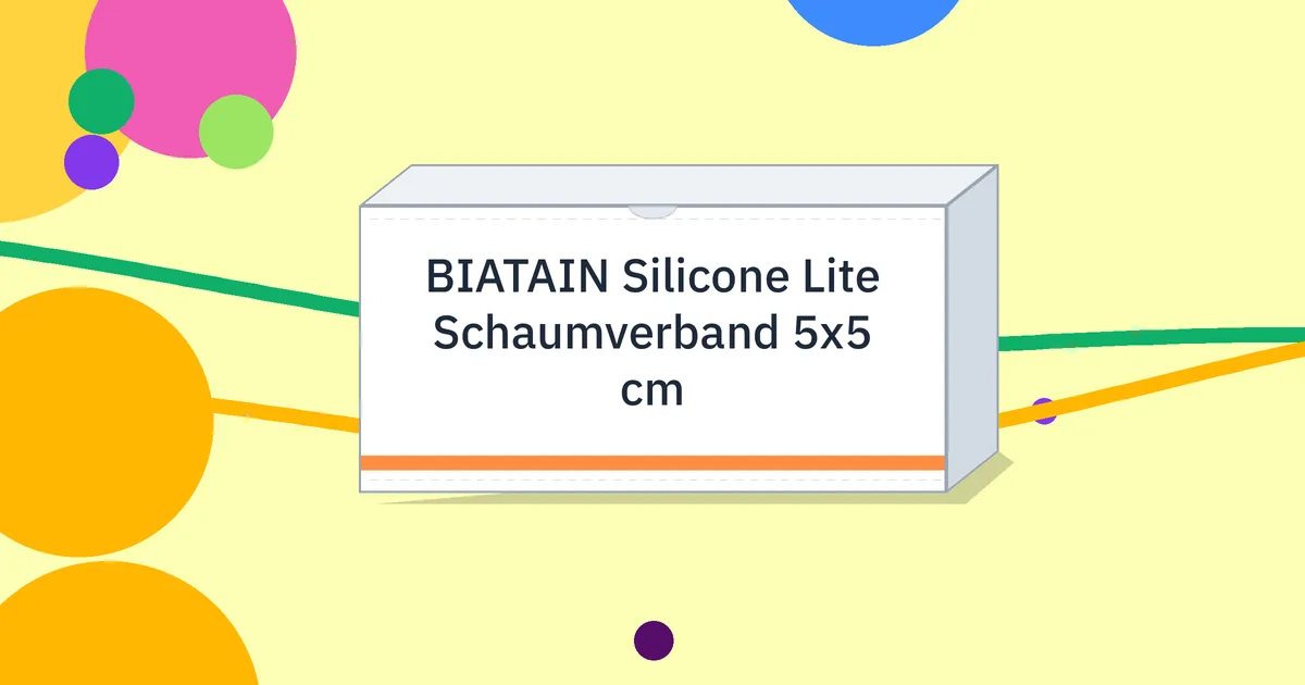 Symbolbild: Packung mit der Aufschrift BIATAIN Silicone Lite Schaumverband 5x5 cm (PZN 18125647) – Verfügbarkeit und Bezug in Apotheken in Frankfurt am Main