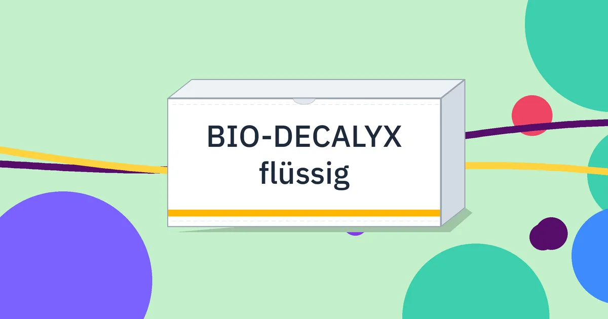 Symbolbild: Packung mit der Aufschrift BIO-DECALYX flüssig (PZN 13711174) – Verfügbarkeit und Bezug in Apotheken in Frankfurt am Main