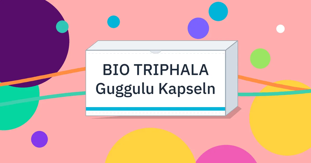 Symbolbild: Packung mit der Aufschrift BIO TRIPHALA Guggulu Kapseln (PZN 16707463) – Verfügbarkeit und Bezug in Apotheken in Frankfurt am Main