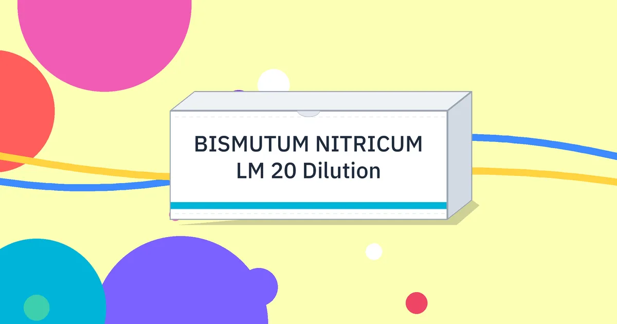 Symbolbild: Packung mit der Aufschrift BISMUTUM NITRICUM LM 20 Dilution (PZN 13387087) – Verfügbarkeit und Bezug in Apotheken in Frankfurt am Main