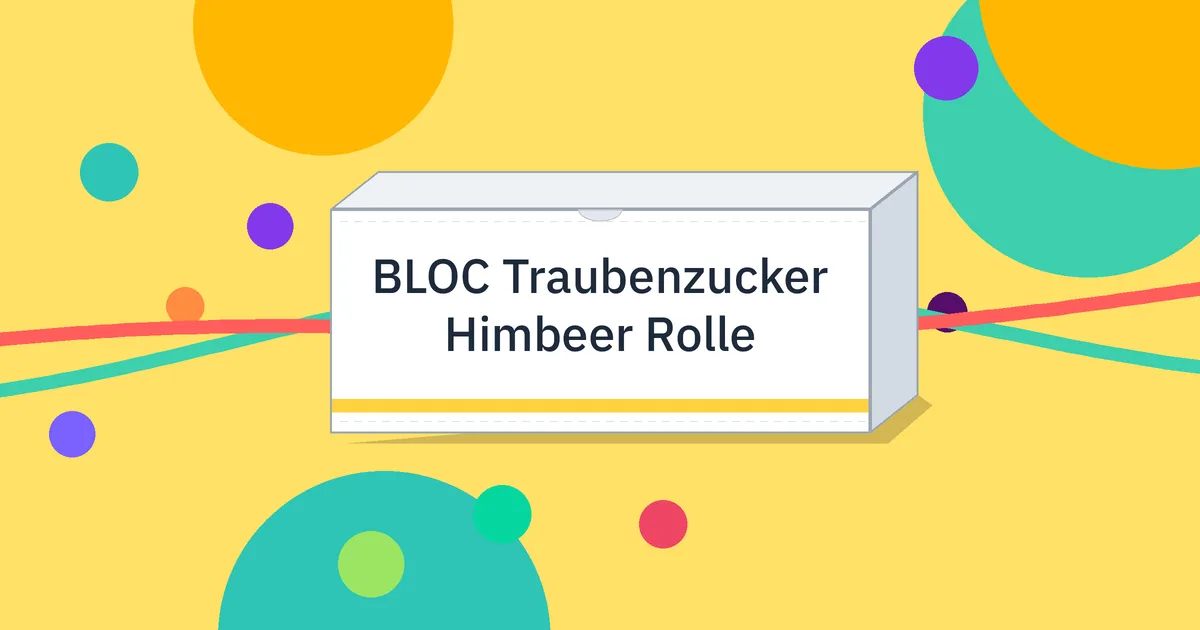 Symbolbild: Packung mit der Aufschrift BLOC Traubenzucker Himbeer Rolle (PZN 02700316) – Verfügbarkeit und Bezug in Apotheken in Frankfurt am Main