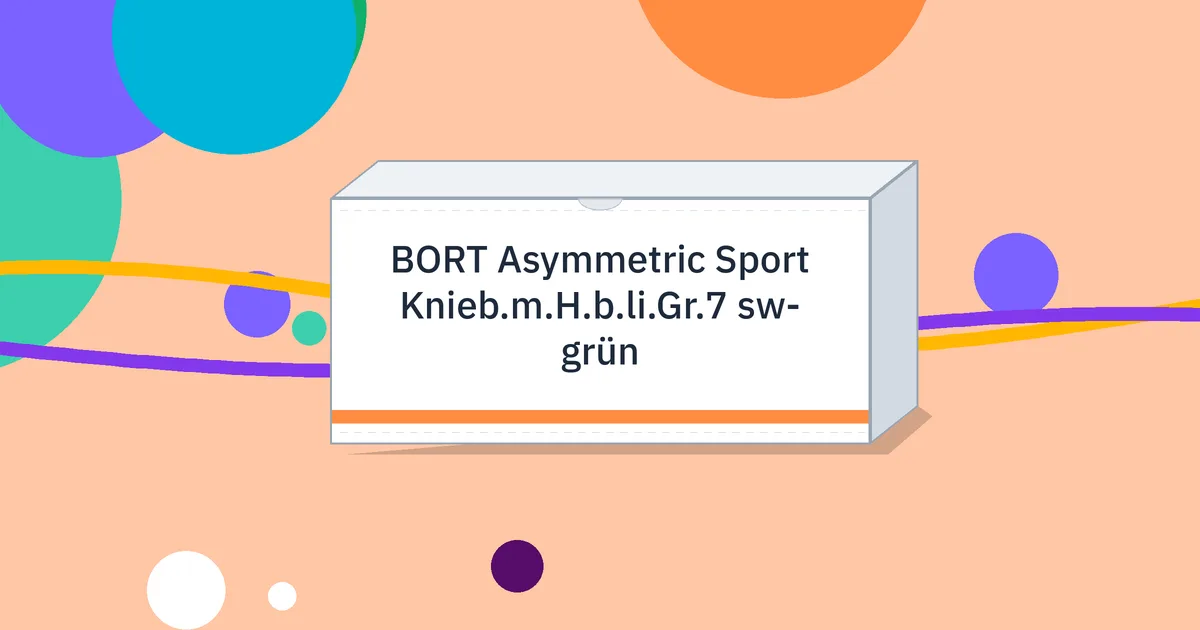 Symbolbild: Packung mit der Aufschrift BORT Asymmetric Sport Knieb.m.H.b.li.Gr.7 sw-grün (PZN 19634664) – Verfügbarkeit und Bezug in Apotheken in Frankfurt am Main