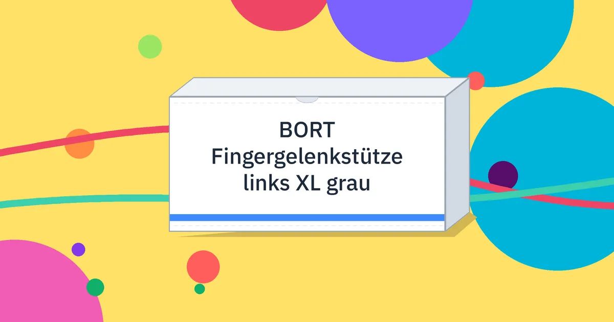Symbolbild: Packung mit der Aufschrift BORT Fingergelenkstütze links XL grau (PZN 16317377) – Verfügbarkeit und Bezug in Apotheken in Frankfurt am Main