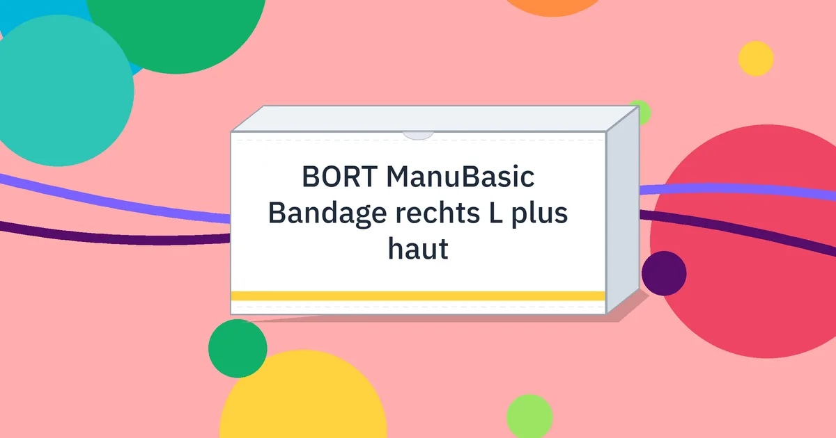 Symbolbild: Packung mit der Aufschrift BORT ManuBasic Bandage rechts L plus haut (PZN 16317667) – Verfügbarkeit und Bezug in Apotheken in Frankfurt am Main