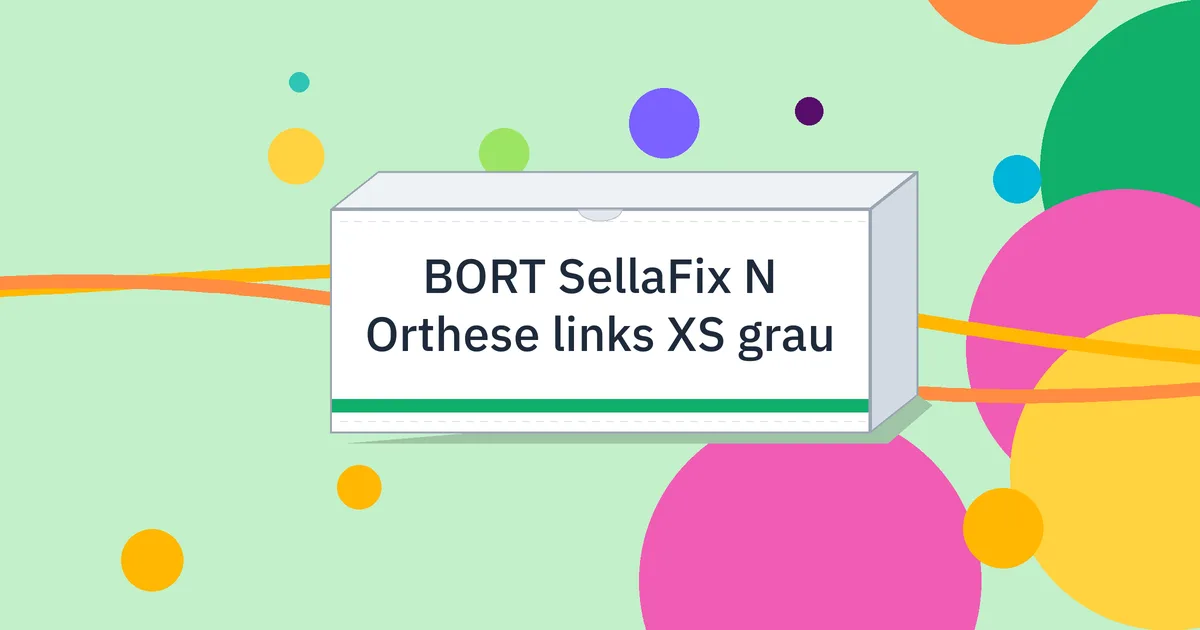 Symbolbild: Packung mit der Aufschrift BORT SellaFix N Orthese links XS grau (PZN 19644444) – Verfügbarkeit und Bezug in Apotheken in Frankfurt am Main
