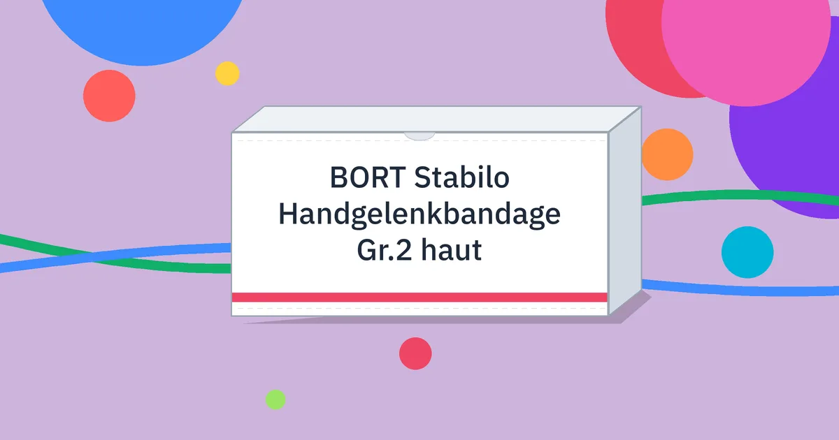 Symbolbild: Packung mit der Aufschrift BORT Stabilo Handgelenkbandage Gr.2 haut (PZN 03537203) – Verfügbarkeit und Bezug in Apotheken in Frankfurt am Main