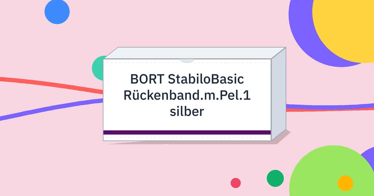Symbolbild: Packung mit der Aufschrift BORT StabiloBasic Rückenband.m.Pel.1 silber (PZN 05872377) – Verfügbarkeit und Bezug in Apotheken in Frankfurt am Main