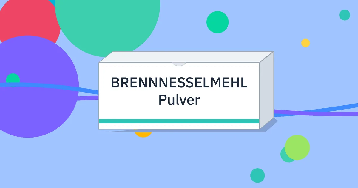 Symbolbild: Packung mit der Aufschrift BRENNNESSELMEHL Pulver (PZN 17189384) – Verfügbarkeit und Bezug in Apotheken in Frankfurt am Main