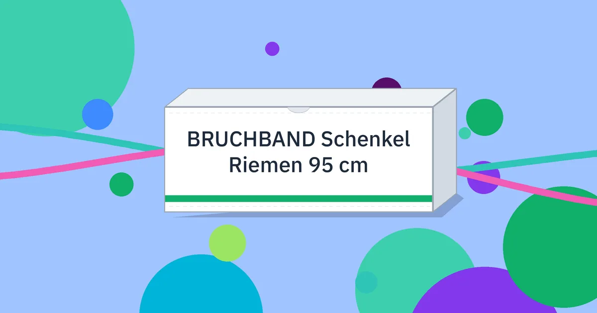 Symbolbild: Packung mit der Aufschrift BRUCHBAND Schenkel Riemen 95 cm (PZN 01725538) – Verfügbarkeit und Bezug in Apotheken in Frankfurt am Main