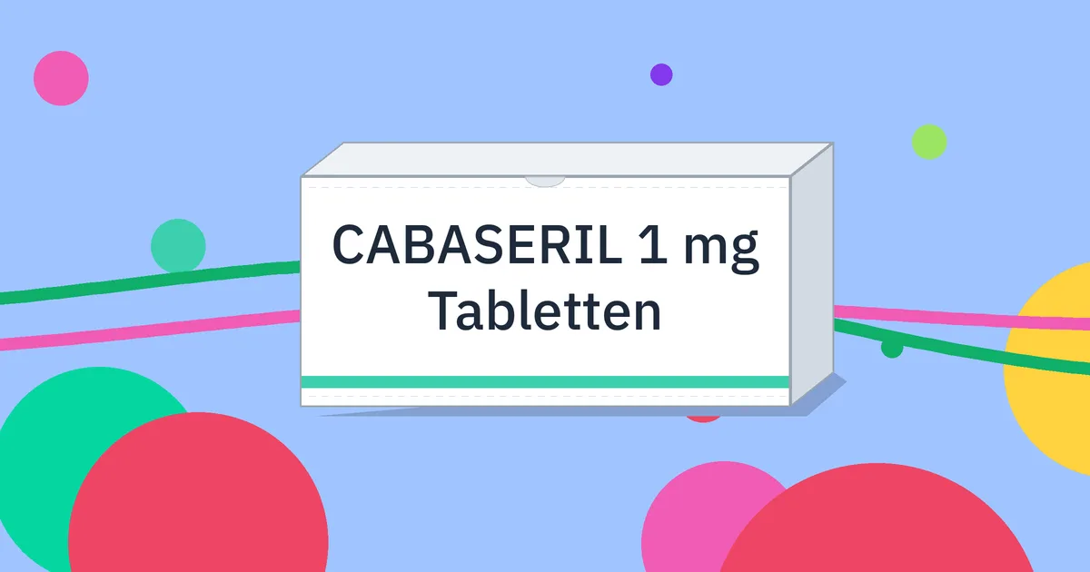 Symbolbild: Packung mit der Aufschrift CABASERIL 1 mg Tabletten (PZN 07729655) – Verfügbarkeit und Bezug in Apotheken in Frankfurt am Main