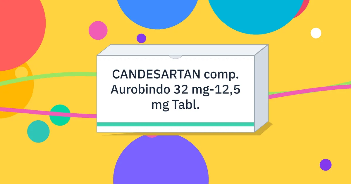 Symbolbild: Packung mit der Aufschrift CANDESARTAN comp. Aurobindo 32 mg-12,5 mg Tabl. (PZN 11172715) – Verfügbarkeit und Bezug in Apotheken in Frankfurt am Main