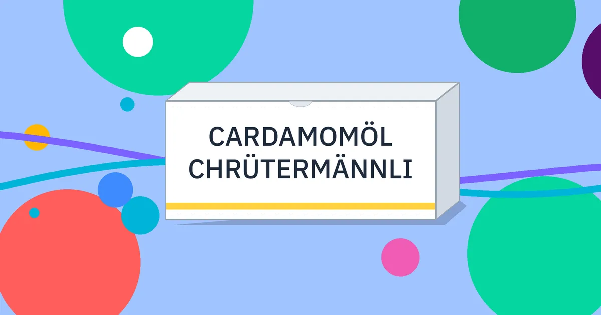 Symbolbild: Packung mit der Aufschrift CARDAMOMÖL CHRÜTERMÄNNLI (PZN 07196466) – Verfügbarkeit und Bezug in Apotheken in Frankfurt am Main