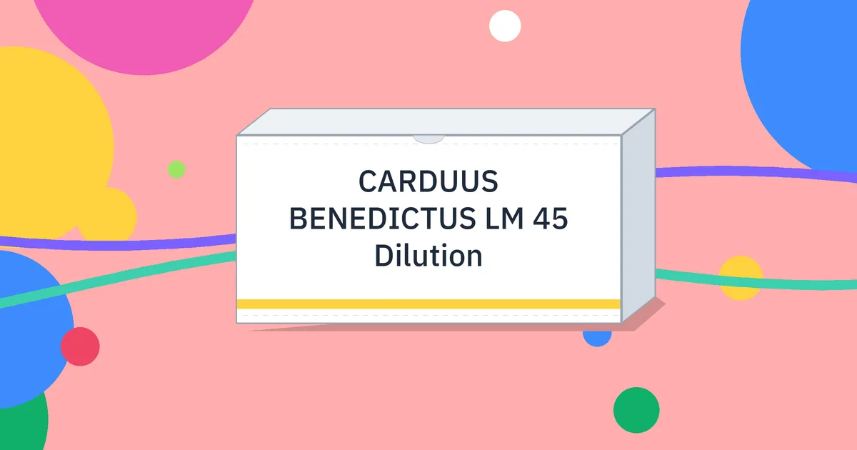 Symbolbild: Packung mit der Aufschrift CARDUUS BENEDICTUS LM 45 Dilution (PZN 13430334) – Verfügbarkeit und Bezug in Apotheken in Frankfurt am Main