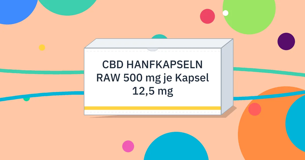 Symbolbild: Packung mit der Aufschrift CBD HANFKAPSELN RAW 500 mg je Kapsel 12,5 mg (PZN 15631019) – Verfügbarkeit und Bezug in Apotheken in Frankfurt am Main