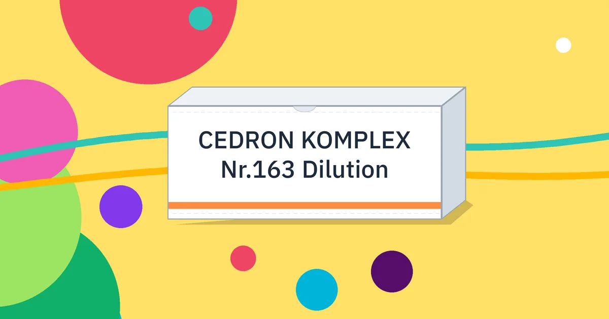 Symbolbild: Packung mit der Aufschrift CEDRON KOMPLEX Nr.163 Dilution (PZN 00185198) – Verfügbarkeit und Bezug in Apotheken in Frankfurt am Main
