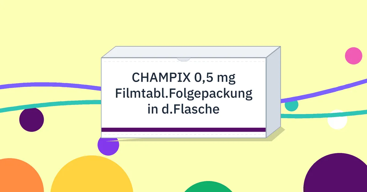 Symbolbild: Packung mit der Aufschrift CHAMPIX 0,5 mg Filmtabl.Folgepackung in d.Flasche (PZN 05020651) – Verfügbarkeit und Bezug in Apotheken in Frankfurt am Main